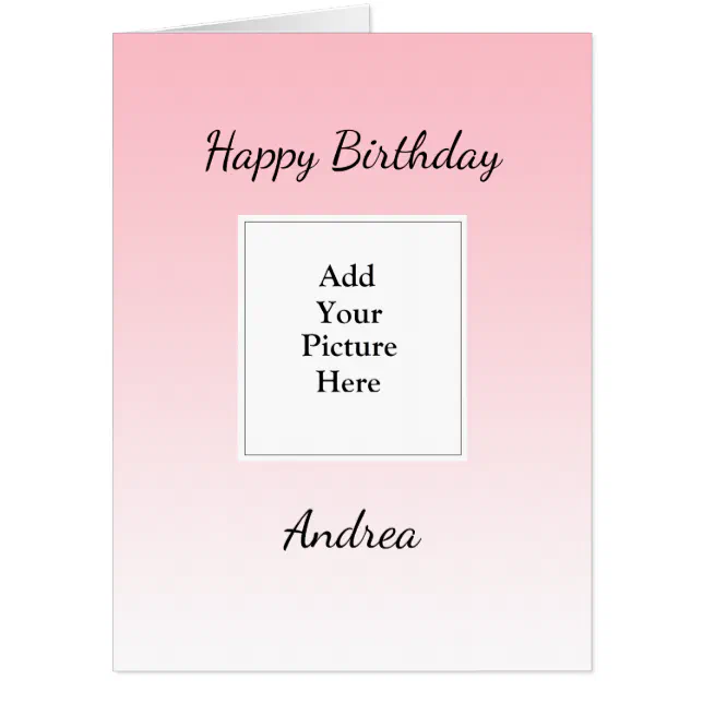 Pink Happy Birthday Add Your Photo Jumbo Card | Zazzle