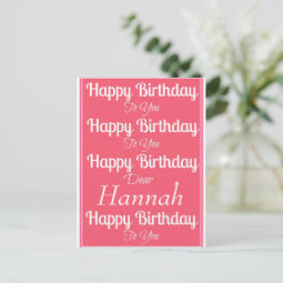 Pink Happy Birthday Song Postcard | Zazzle