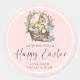 Pink Happy Easter Bunny Classic Round Sticker | Zazzle