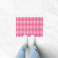 Pink Harlequin Diamond Pattern Doormat | Zazzle