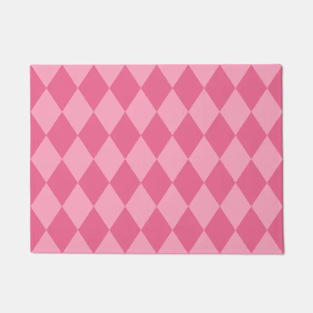 Pink Harlequin Diamond Pattern Doormat | Zazzle