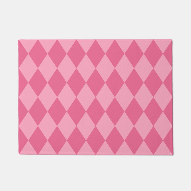 Pink Harlequin Diamond Pattern Doormat | Zazzle
