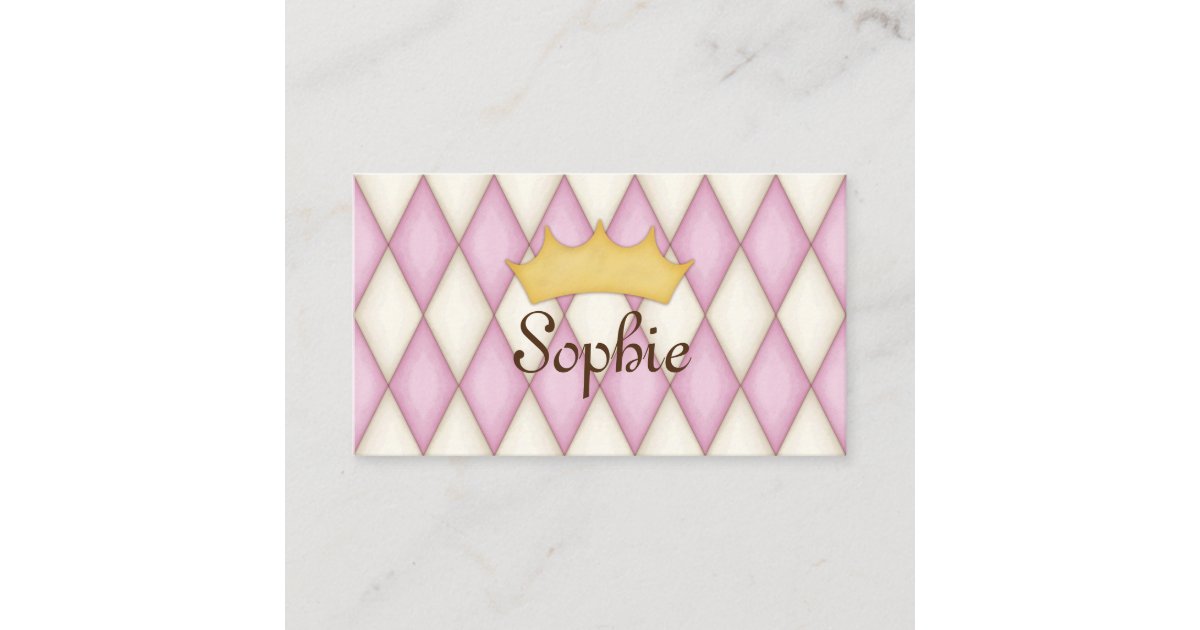 Pink Harlequin Personalized Princess Calling Card | Zazzle