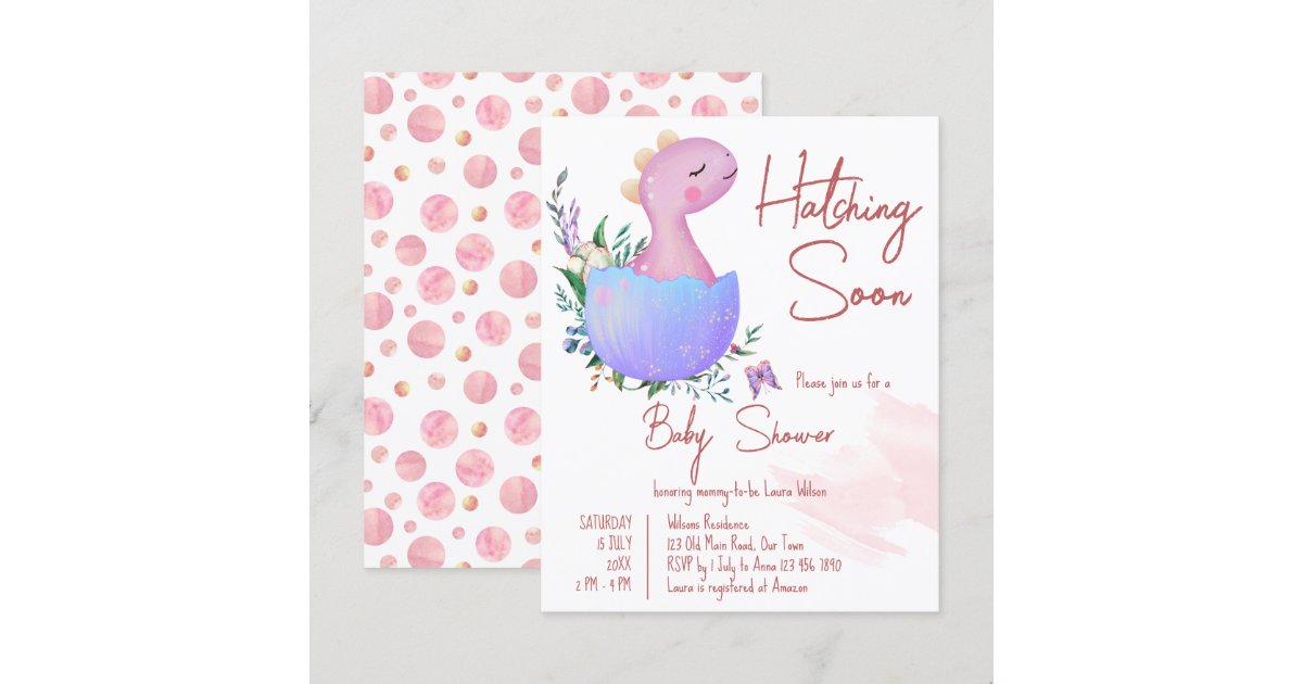 Pink hatching soon baby shower budget invite | Zazzle