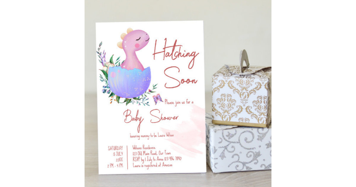Pink hatching soon baby shower invite | Zazzle