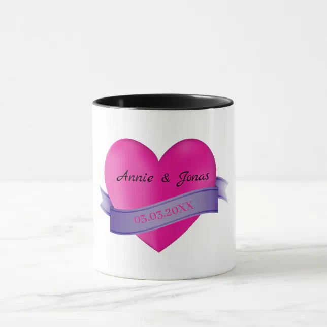 Pink Heart And Ribbon Mug | Zazzle
