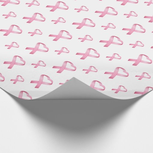 Pink Heart Cancer Ribbon 2 Wrapping Paper | Zazzle