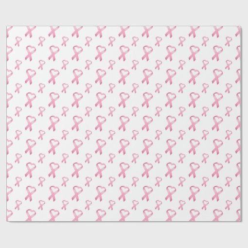 Pink Heart Cancer Ribbon 2 Wrapping Paper | Zazzle