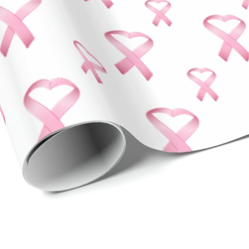 Pink Heart Cancer Ribbon 2 Wrapping Paper | Zazzle