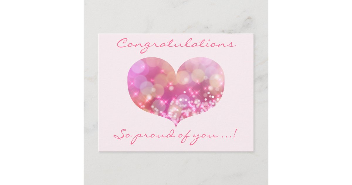 Pink Heart | Congratulations Graduation Postcard | Zazzle