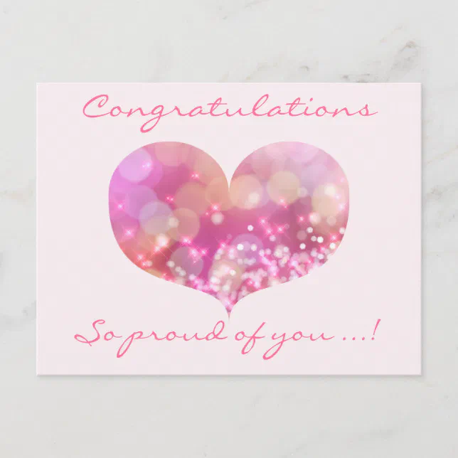 Pink Heart | Congratulations Graduation Postcard | Zazzle