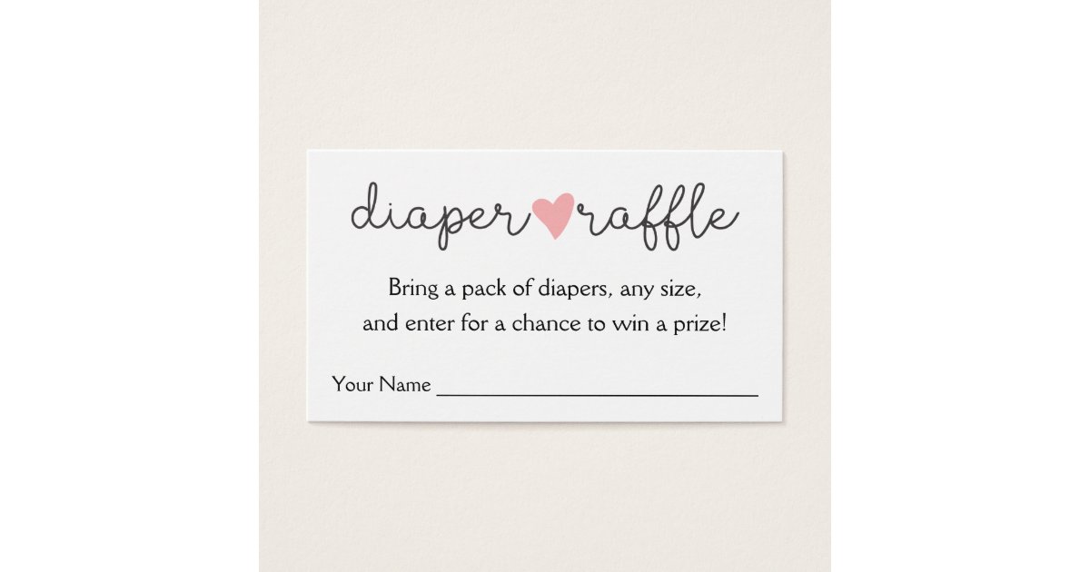 Pink Heart Diaper Raffle Girl Baby Shower | Zazzle
