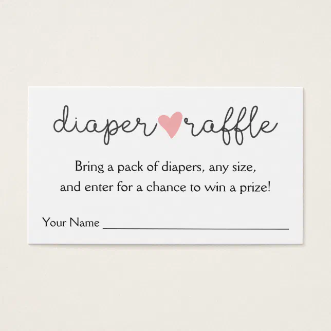 Pink Heart Diaper Raffle Girl Baby Shower | Zazzle