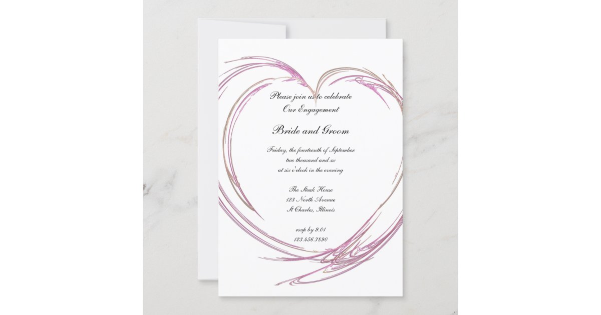 Pink Heart Engagement Party Invitation | Zazzle