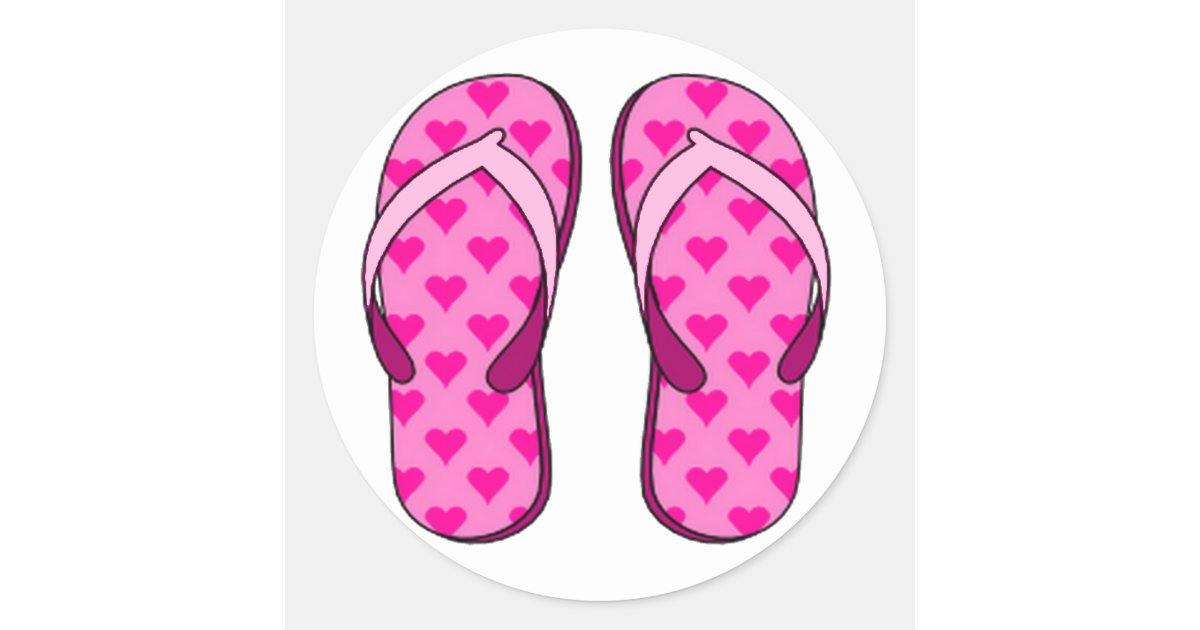 Pink Heart Flip Flop Stickers | Zazzle