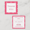 Pink Heart Grid Business Thank You Insert Card | Zazzle