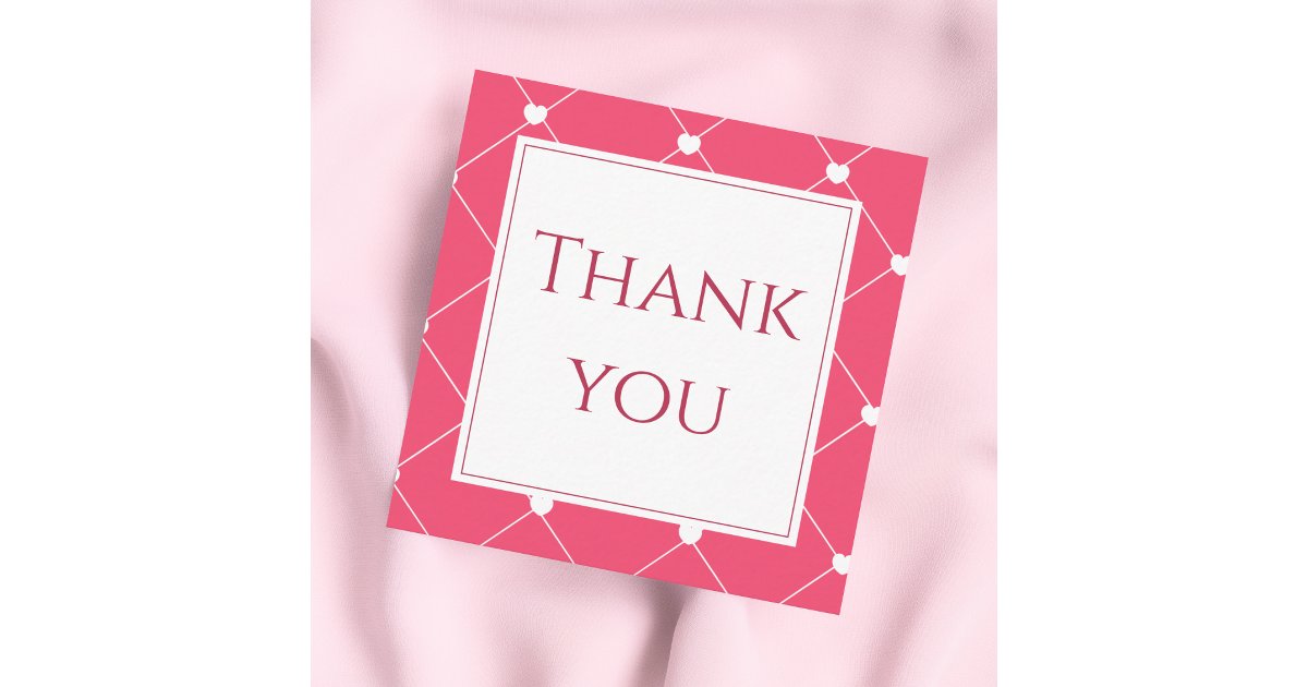 Pink Heart Grid Business Thank You Insert Card | Zazzle