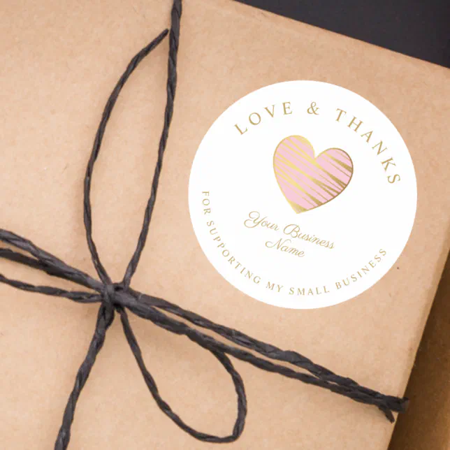 Pink Heart Love & Thanks Supporting Small Business Classic Round ...