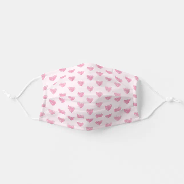 Pink Heart Pattern Editable Pink Background Adult Cloth Face Mask | Zazzle