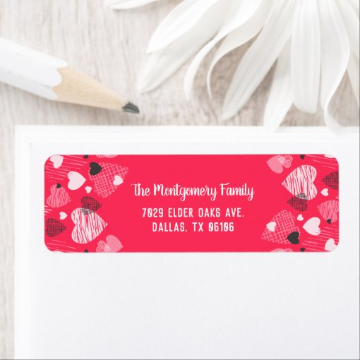 Pink Heart Pattern Personalized Valentine Label | Zazzle
