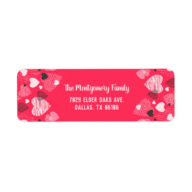 Pink Heart Pattern Personalized Valentine Label | Zazzle