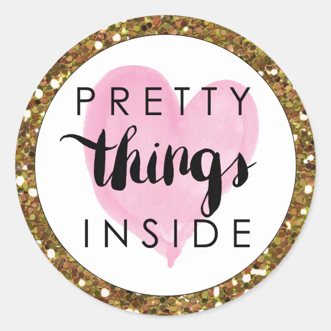 Pink Heart Pretty Things Inside - Mail Classic Round Sticker | Zazzle