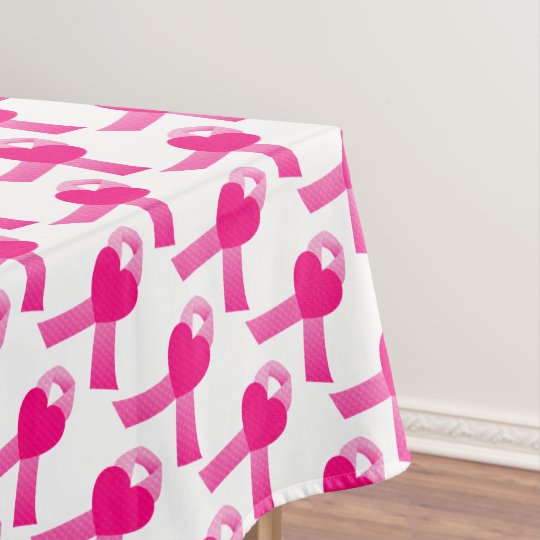Pink Heart Ribbon Breast Cancer Awareness Tablecloth | Zazzle.com