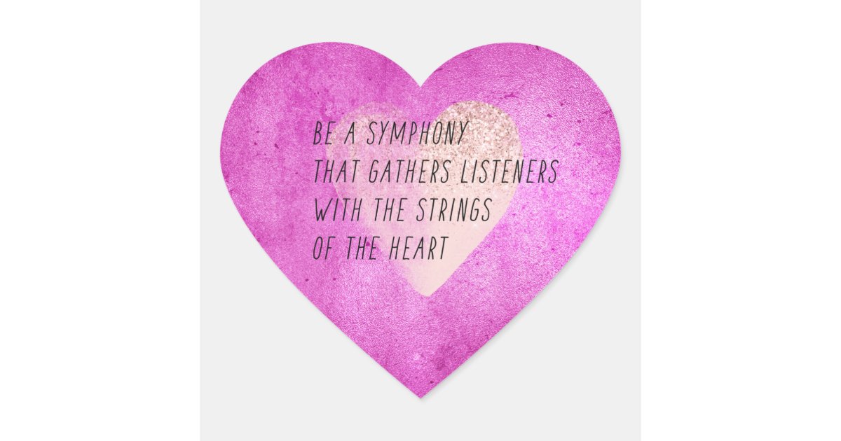 Pink Heart Strings Poem Heart Sticker | Zazzle