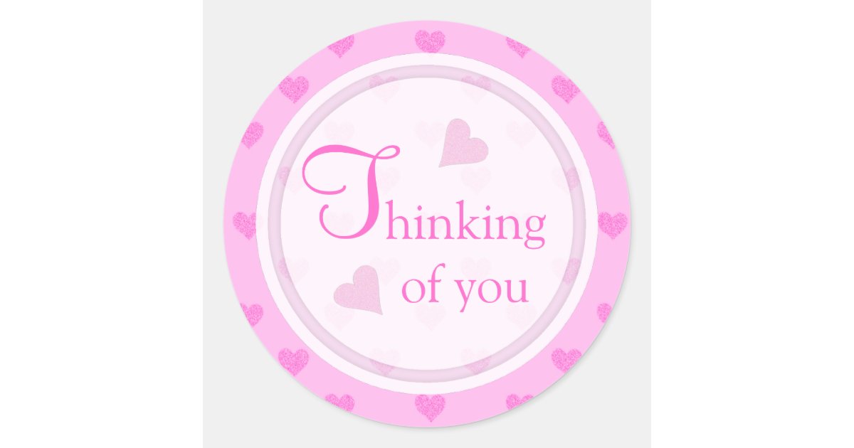 Pink Heart: Thinking Of You Stickers | Zazzle