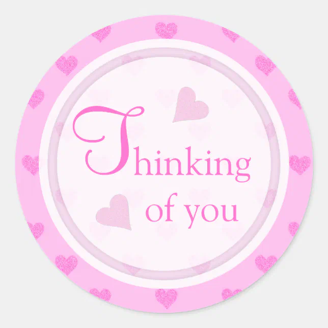 Pink Heart: Thinking Of You Stickers | Zazzle