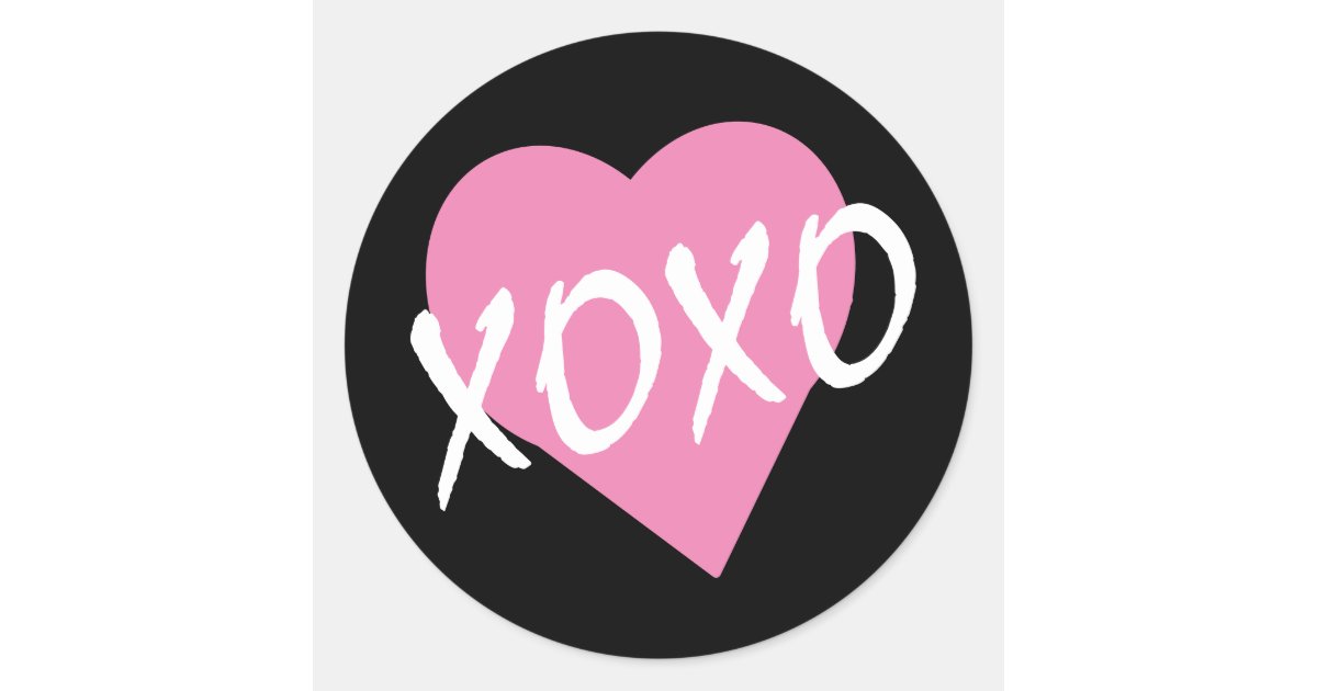 Pink Heart XOXO Classic Round Sticker | Zazzle