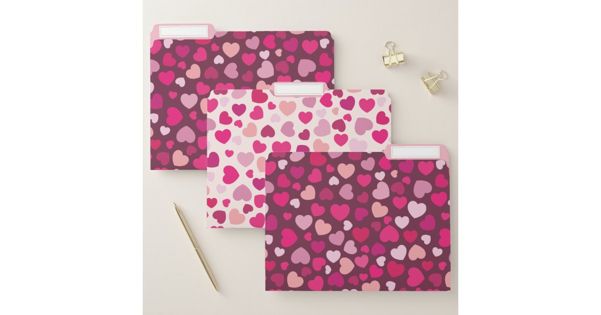 Pink Hearts File Folder | Zazzle