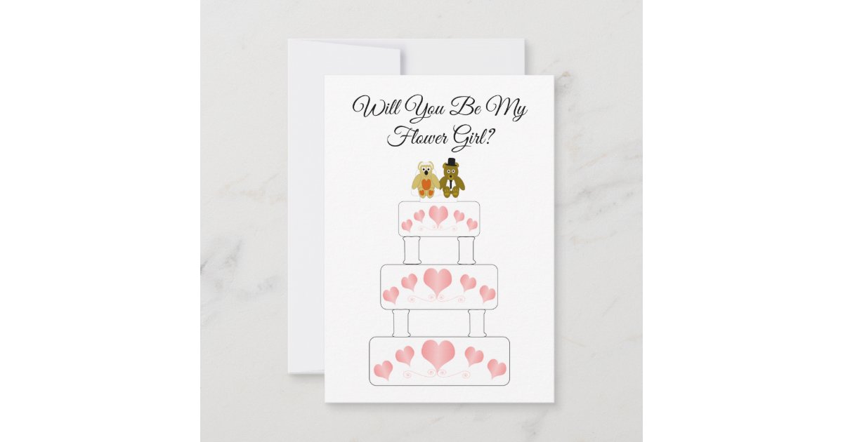 Pink Hearts Flower Girl Wedding Invitation | Zazzle