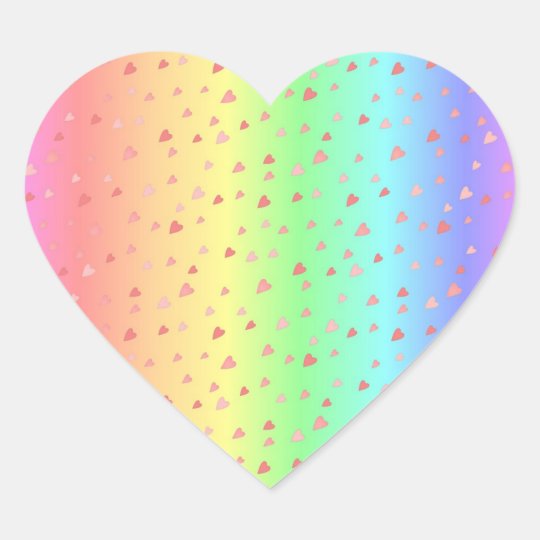 Pink Hearts Gradient Pastel Rainbow Heart Sticker | Zazzle.com