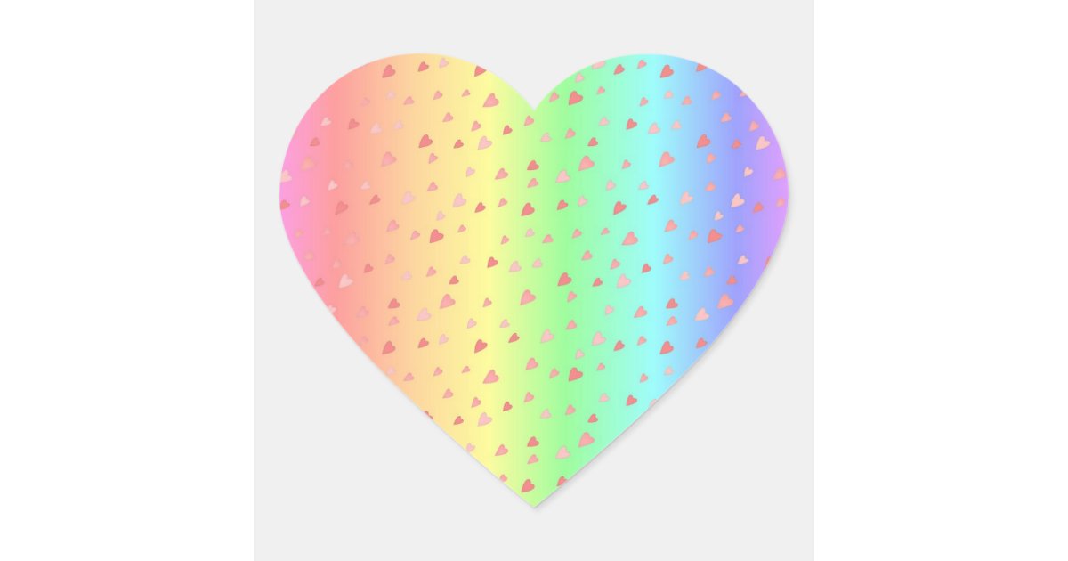 Pink Hearts Gradient Pastel Rainbow Heart Sticker | Zazzle