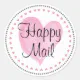Pink Hearts Happy Mail Classic Round Sticker | Zazzle