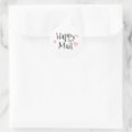 Pink Hearts Happy Mail Classic Round Sticker | Zazzle