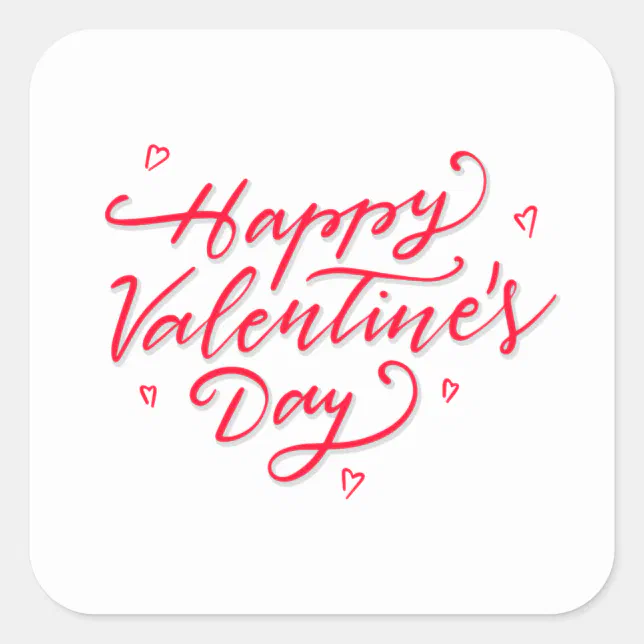 Pink Hearts Happy Valentines Day Sticker Seal Zazzle