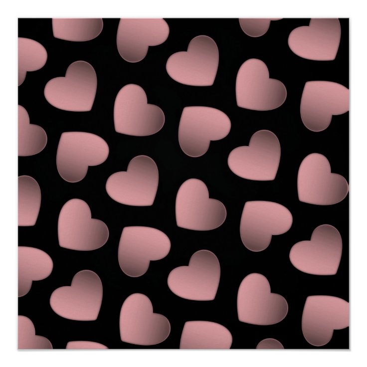 Pink hearts love art poster | Zazzle