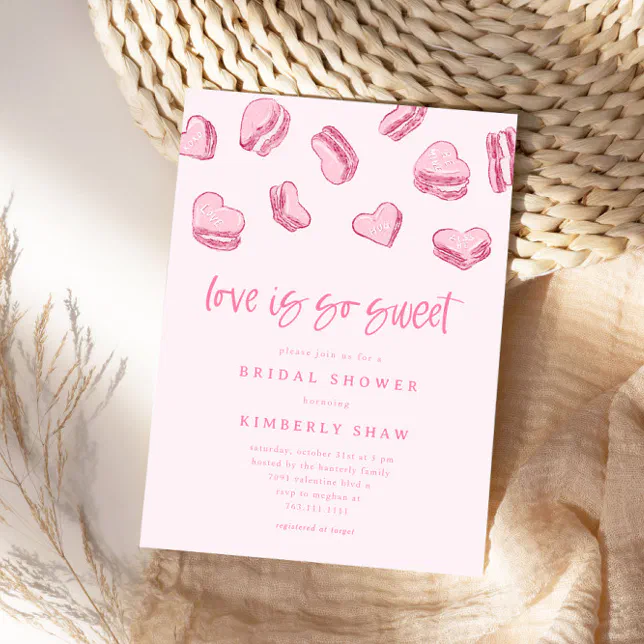 Pink Hearts Love Is So Sweet Bridal Shower Invitation | Zazzle