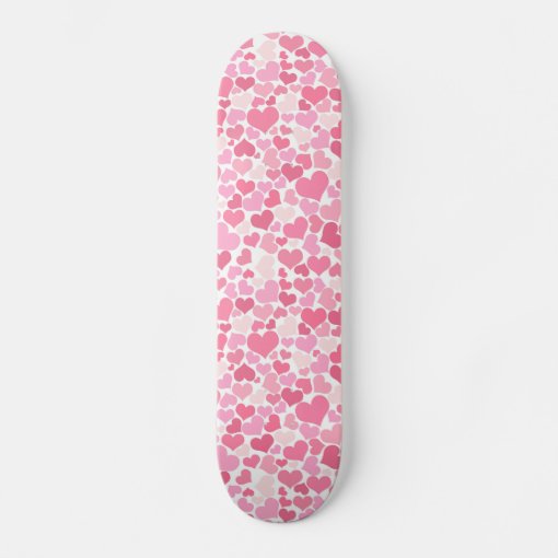 Pink Hearts Pattern Girls Skateboard Deck | Zazzle