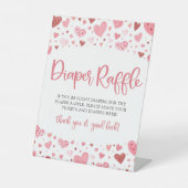 Pink Hearts Valentine Baby Shower Diaper Raffle Pedestal Sign | Zazzle