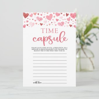 Pink Hearts Valentine Baby Shower Time Capsule Invitation | Zazzle
