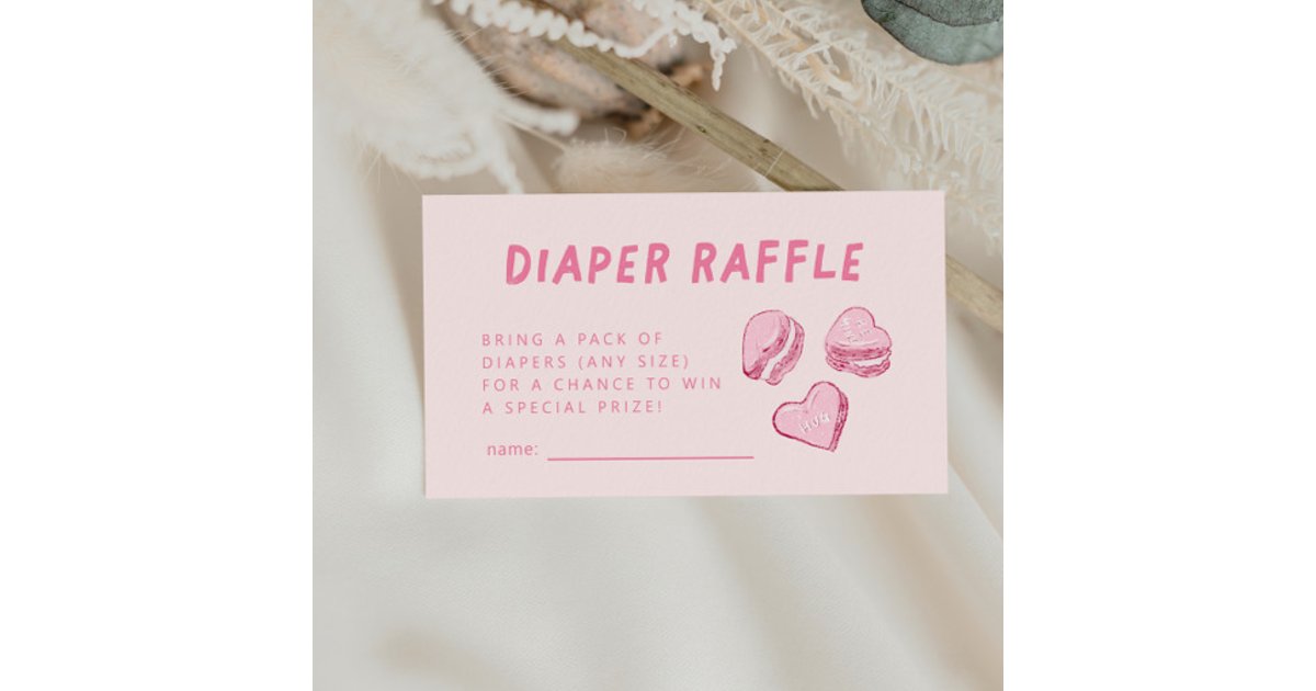 Pink Hearts Valentine Diaper Raffle Ticket Enclosure Card | Zazzle