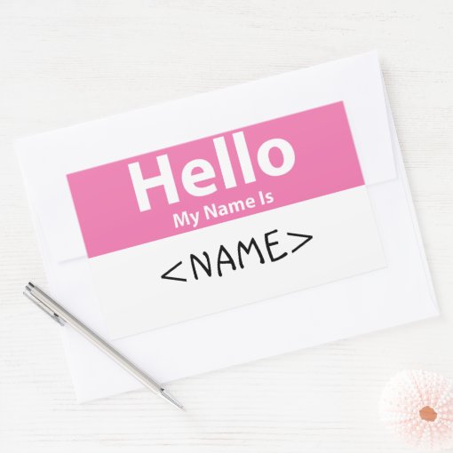 Pink Hello My Name is, Rectangular Sticker | Zazzle