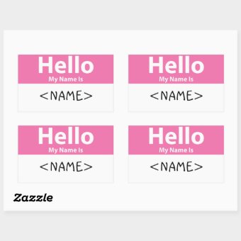 Pink Hello My Name is, Rectangular Sticker | Zazzle