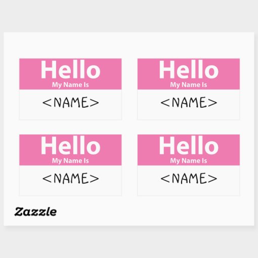 Pink Hello My Name is, Rectangular Sticker | Zazzle