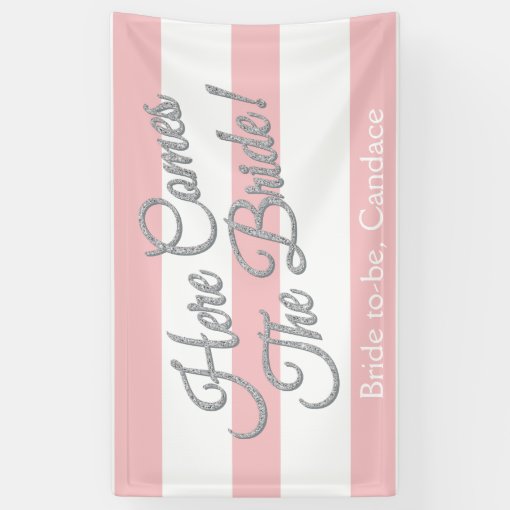 Pink, Here Comes The Bride, Bridal Shower Banner | Zazzle