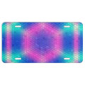Pink Hexagon Mosaic on Blue Gradient License Plate | Zazzle