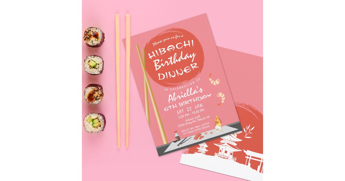 Pink Hibachi Birthday Dinner Hibachi Party Invitation | Zazzle